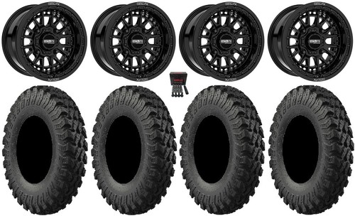 Metal FX Slayer Beadlock 15" Wheels Black 28" MotoRally Tires Commander ...