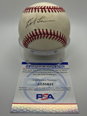 Bob Lemon Cleveland Indians Signed Autograph Official MLB Baseball PSA ...