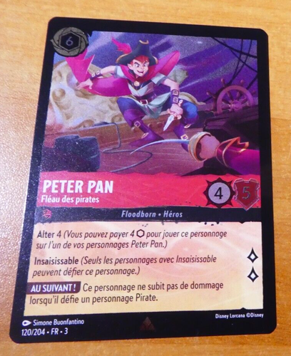 LORCANA TRADING CARD FOIL GAME TCG DISNEY 3 CARTE PETER PAN 120/204 FR ...