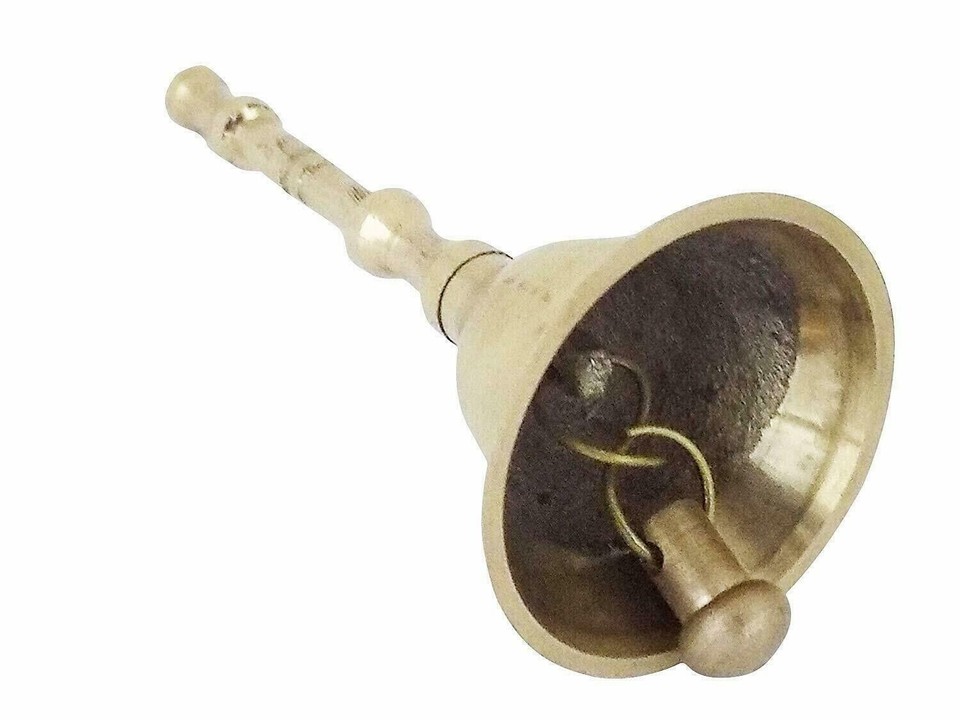 Brass Hand Bell for Pooja/Temple/Wedding/Festival - Loud Call Bell 10 ...