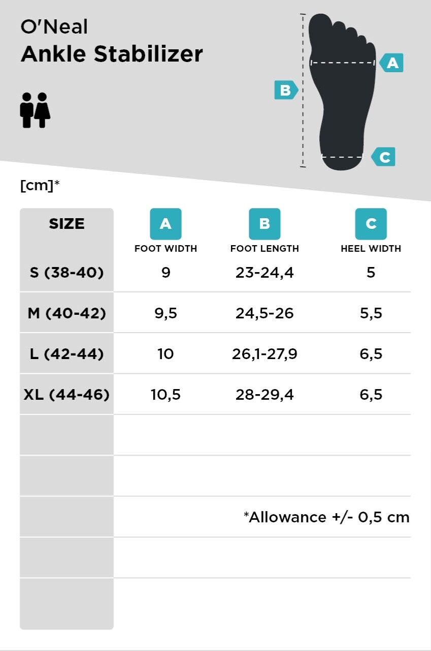 Oneal O`NEAL ANKLE STABILIZER BLACK ADULT SIZE SMALL SEE PIC FOR SIZES ...