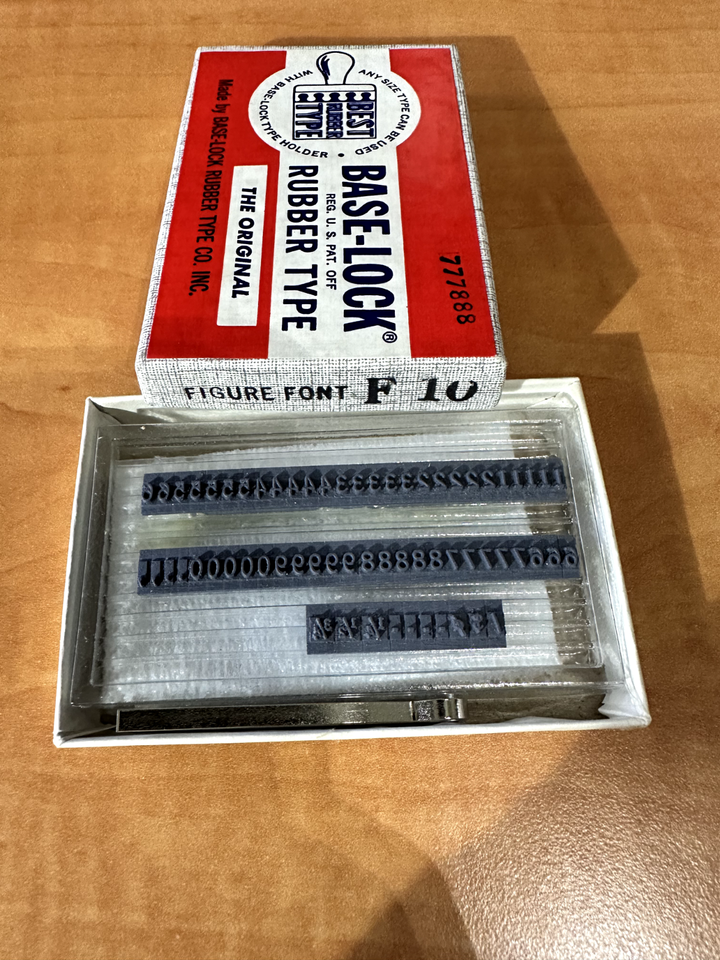 BASE-LOCK Rubber Figure Font F10 F 10 Printing Stamp 777888 3/32 FREE ...