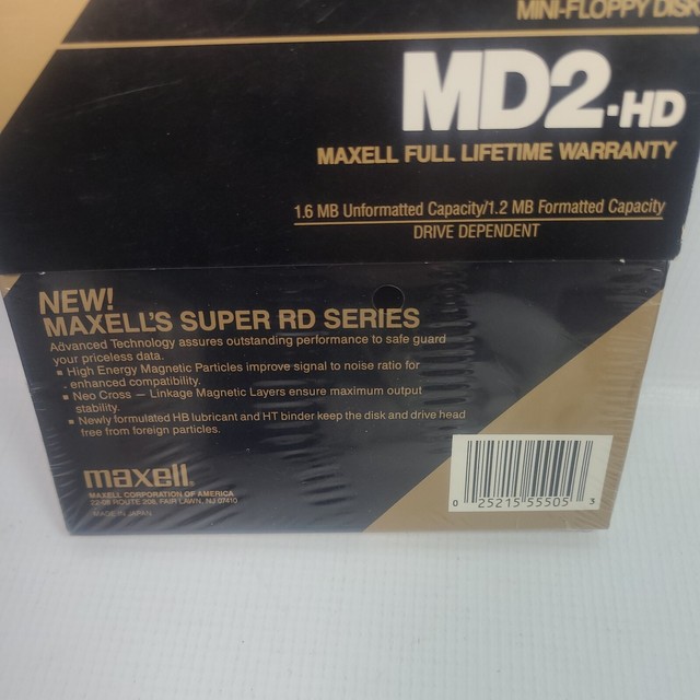 Maxell MD2-HD 5 1/4" Mini Floppy Disk - 5Pk - High Density Factory ...