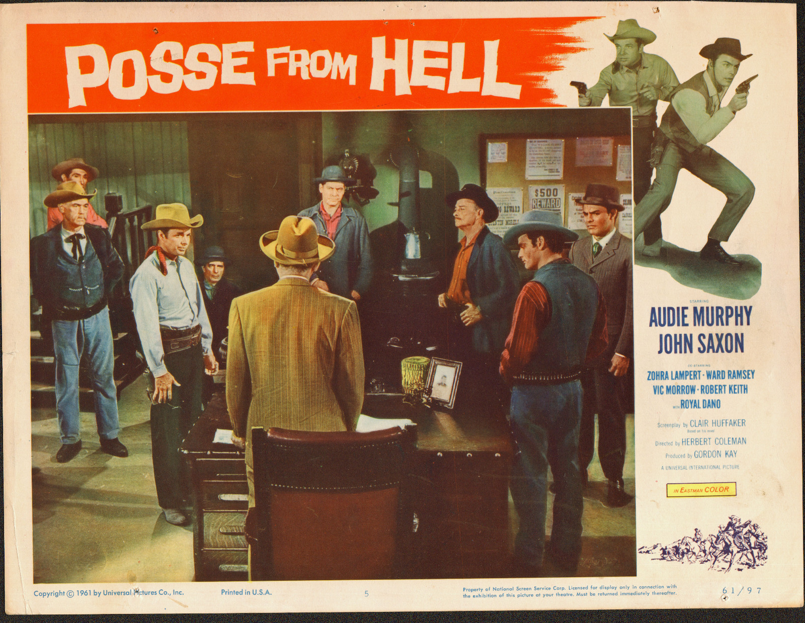 POSSE FROM HELL orig 1961 lobby card AUDIE MURPHY/JOHN SAXON 11x14 ...