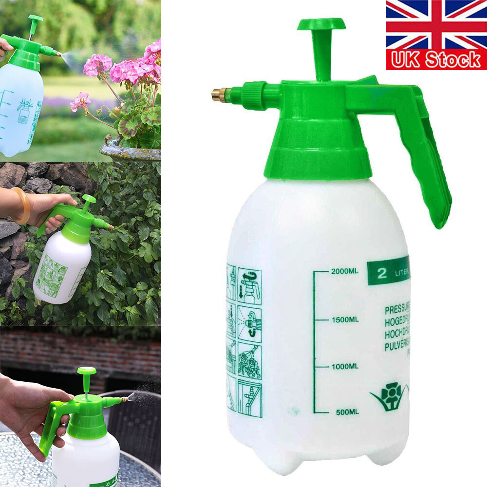 2L Garden Pressure Weed Spray Bottle Hand Pump Water Plant Chemical ...