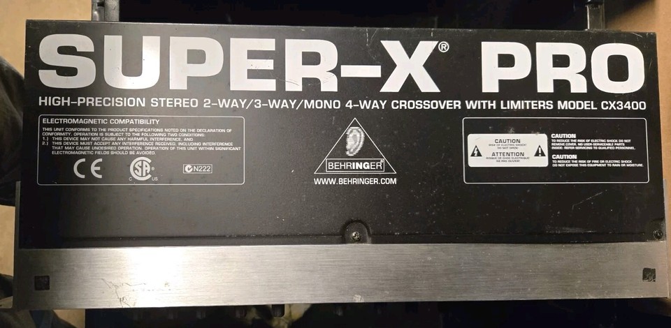 Behringer CX3400 Super-X Pro Crossover - 230v - 2/3/4 Way. No Power ...