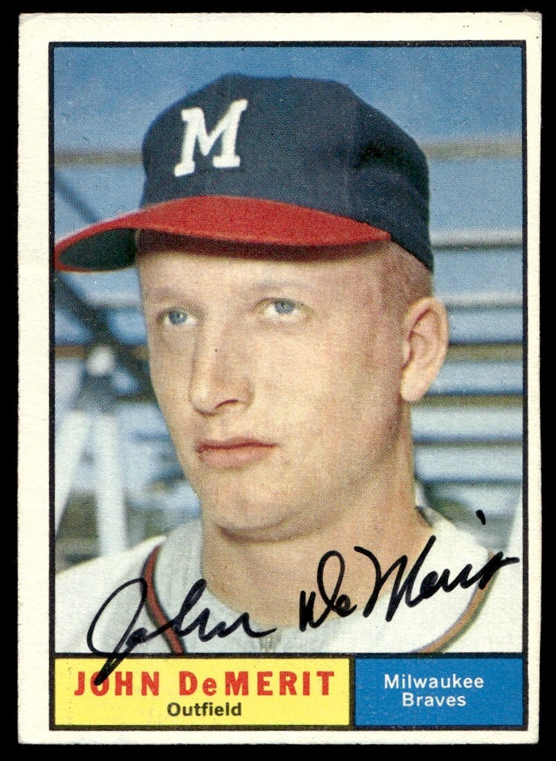 1961 Topps Baseball John DeMerit Rookie Auto Milwaukee Braves #501 ...