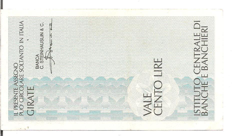 ITALY, 100 LIRE, BANK CHEQUE ? 1977 | eBay