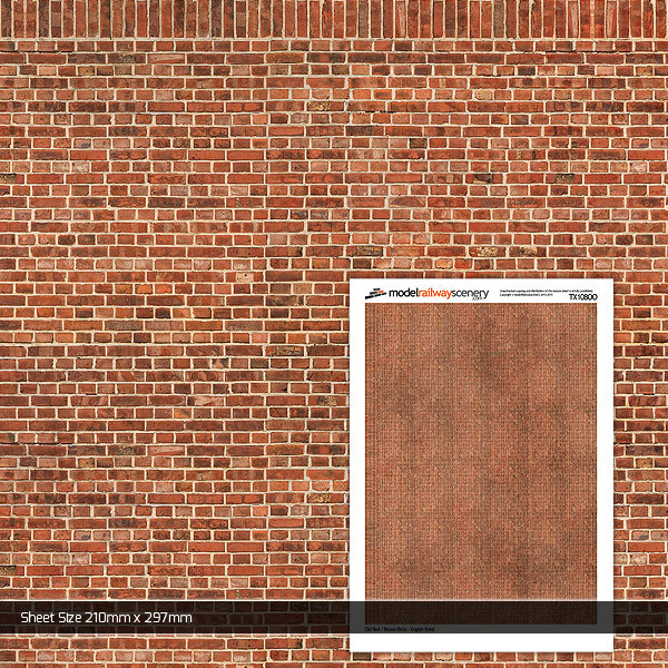 5 x SHEETS OLD ENGLISH BOND RED BRICK PAPER OO GAUGE 1:76 MODEL RAILWAY ...