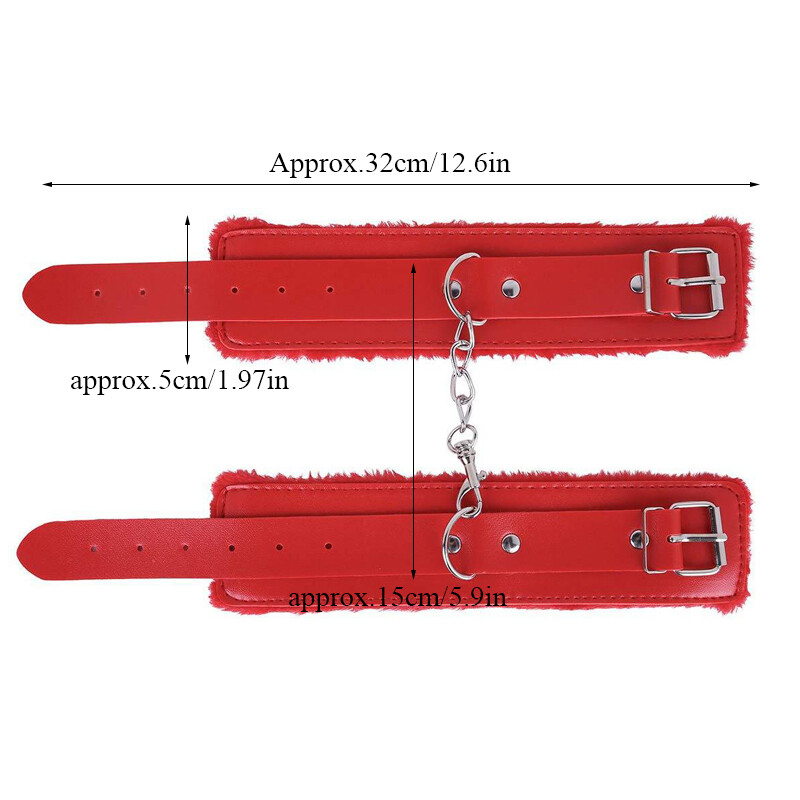 Furry Fuzzy PU Leather Wrist Handcuffs Adjustable Restraint Sex Cuff Be ...