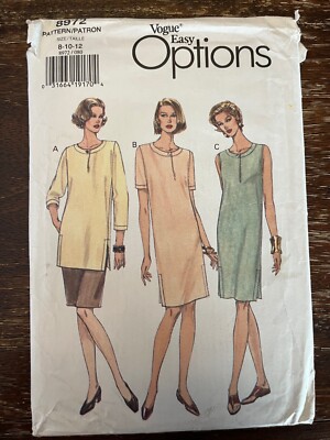 Vogue 8972 UNCUT Sewing Pattern, Misses' Dress, Tunic & Skirt, Size 8 ...