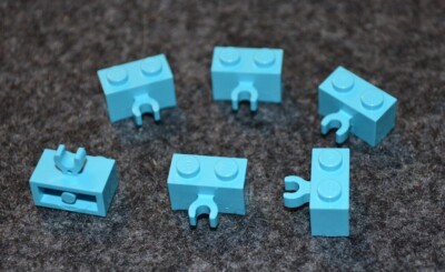 6 ~ 1x2 Medium Azure (Blue) Brick w/ Center Clip Bricks ~ Lego ~ NEW | eBay