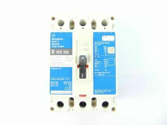 Cutler Hammer HFD3015 3 Pole 15 Amp 600 Volt HFD Circuit Breaker for ...
