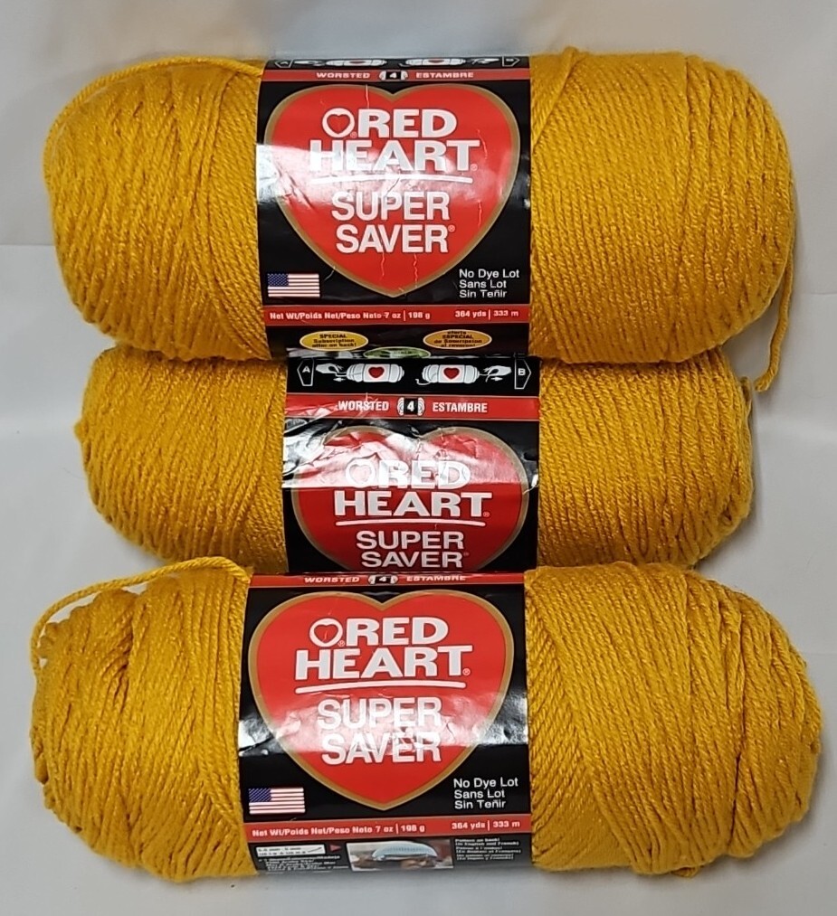 Coats Clark Yarn Gold E300 321 Red Heart Super Saver Yarn 7 Oz Lot of 3 ...