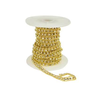 Beaded Edge Diamond Rhinestone Link Roll, Gold, 5mm, 5-yard | eBay