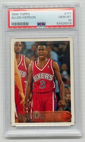 1996-97 Topps Allen Iverson Rookie Card RC #171 PSA 10 Gem Mint 76ers ...