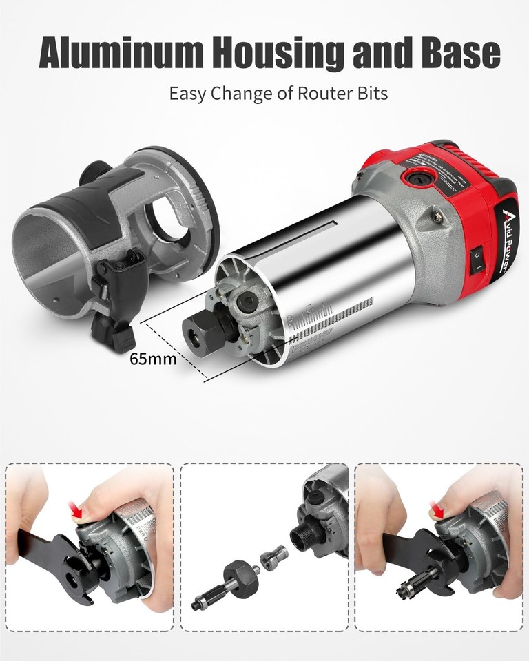 6.5 Amp 1.25 HP Compact Router Tools for Woodworking, Fixed Base Wood ...