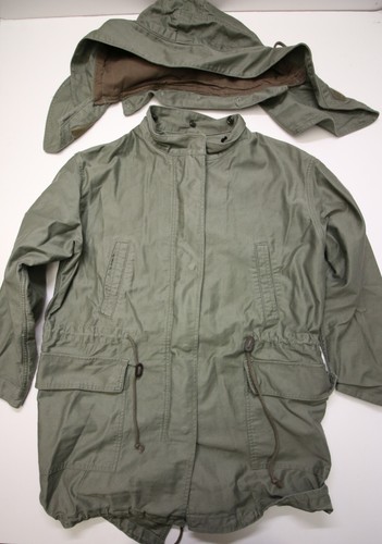 Vtg Gap Military Parka Olive Green Jacket M Fishtail Removable Hood No Liner | eBay