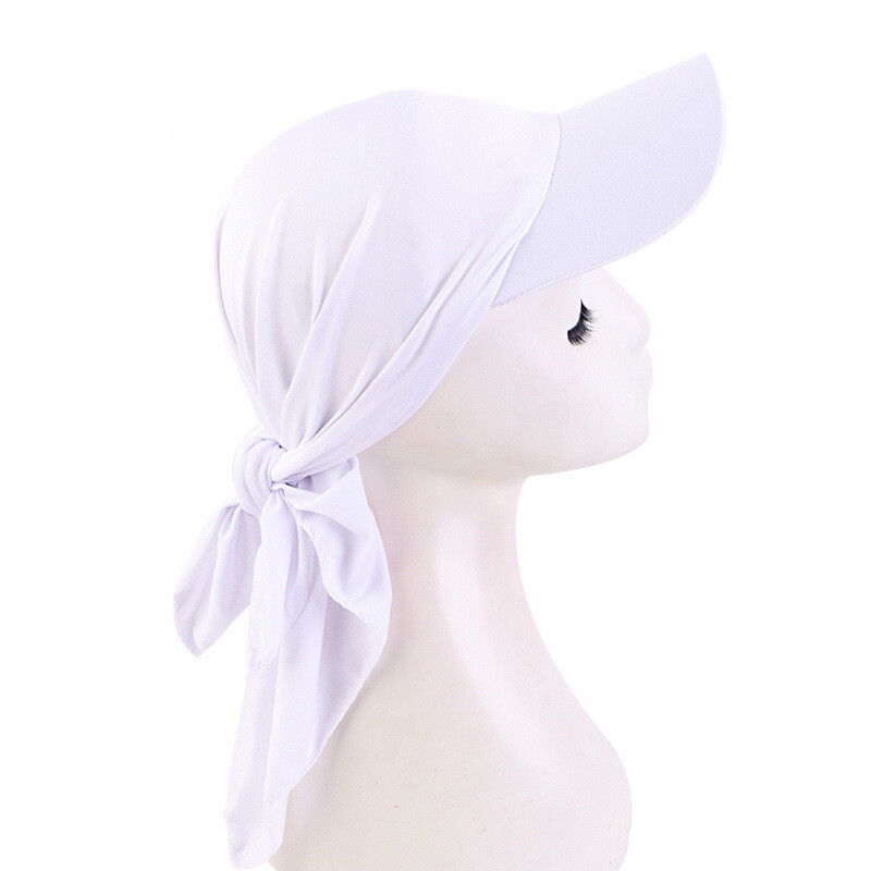 Women Wide Brim Hat Pre-Tied Turban Muslim Hijab Headscarf Bonnet Visor ...