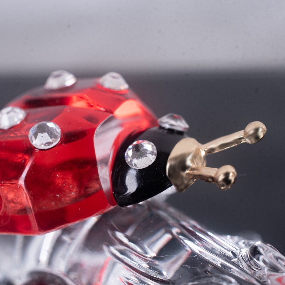 LONGWIN Red Crystal Ladybugs On Tree Figurine Collectible Glass Animal ...