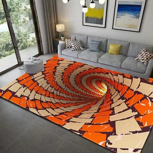 3D Vortex Illusion Rug Home Living Room Round Anti Slip Visual Optical ...