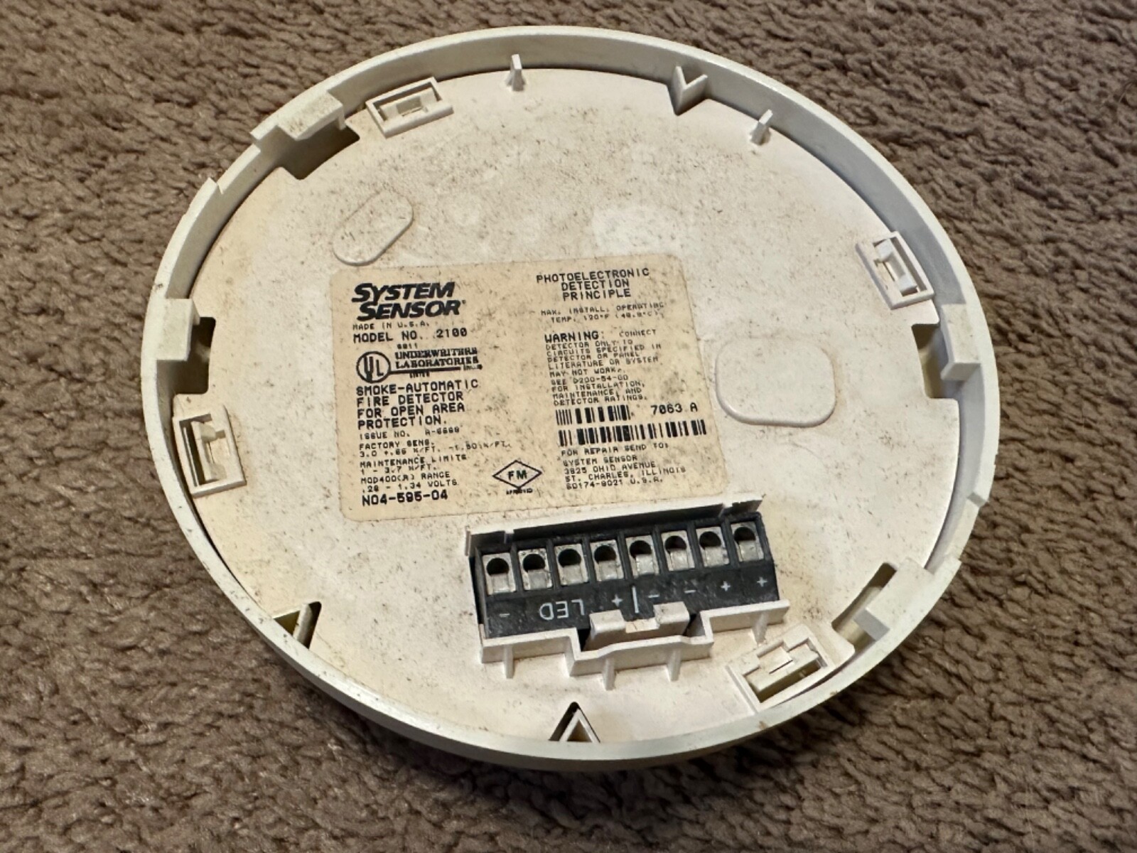 System Sensor 2100 Fire Alarm Photoelectric Smoke Detector + Base | eBay