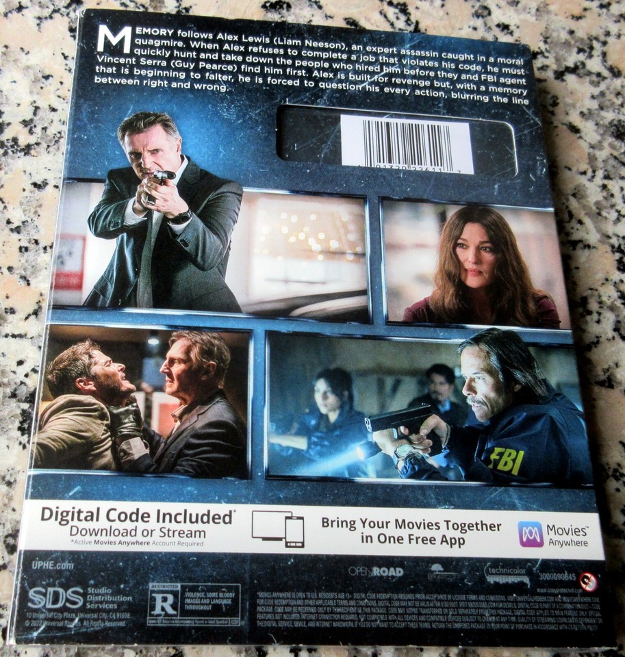 MEMORY 2022 NEW BLU RAY + DVD + DIGITAL w/ Slipcover Liam Neeson Guy ...