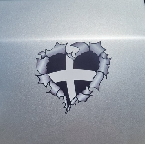 Cornish Cornwall Flag Heart Ripped Metal Vinyl Sticker Decal For Car ...