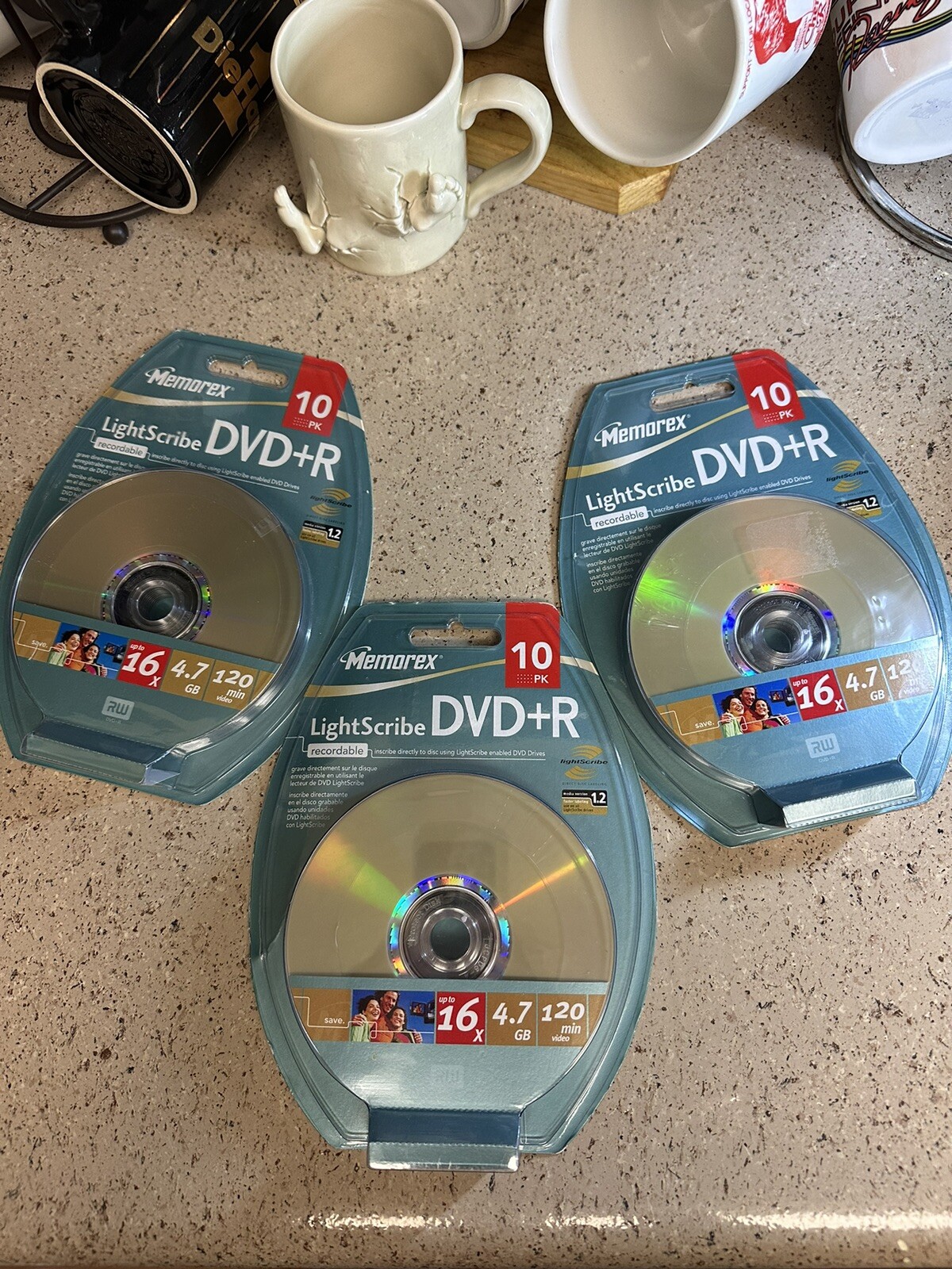 Lot Of 3 Memorex LightScribe DVD+R Recordable Discs 10 Pack 16x 4.7 GB ...