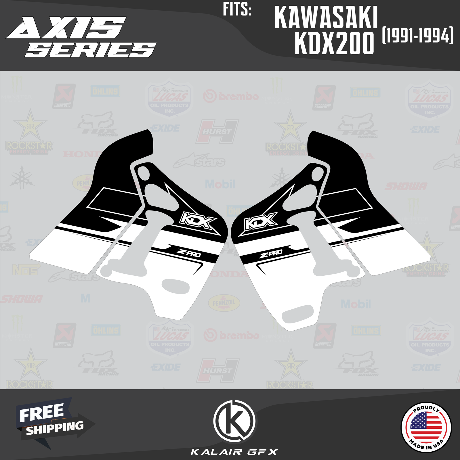 Graphics Kit for KAWASAKI KDX 200 (1991-1994) Axis - WHITE | eBay