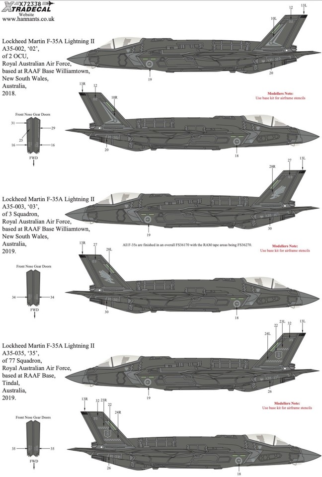 Xtradecal 1/72 F-35A F-35B Lightning II Worldwide Collection 21 Schemes ...