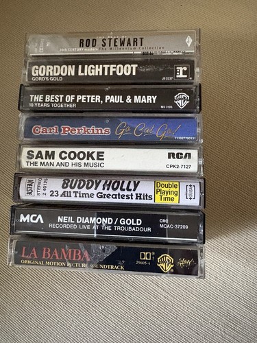Lot of 8 Cassette Tapes Rod Stewart/Sam Cooke/Lightfoot/Buddy Holly ...
