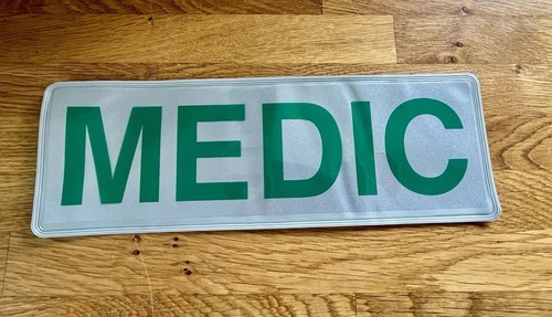 Large Green & Silver Reflective Medic Badge / Jacket Insert, 295mm | eBay