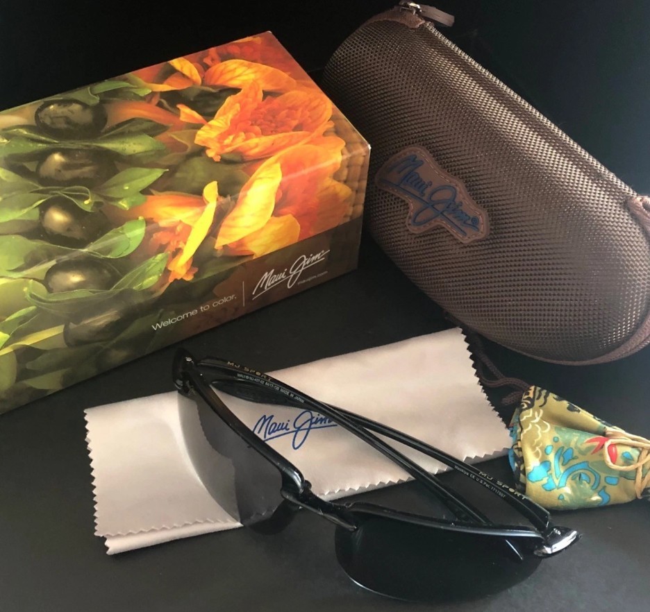 Maui Jim Sport Sunglasses 407-02 Ho'Okipa Black Wrap Frames with Black ...
