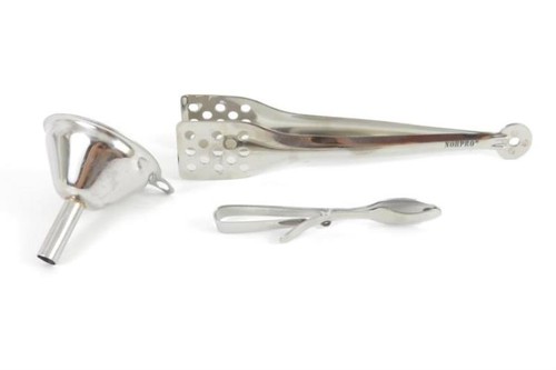 Lot of 3 Norpro Stainless Steel Cooking Utensils Funnel Tons Grabber ...