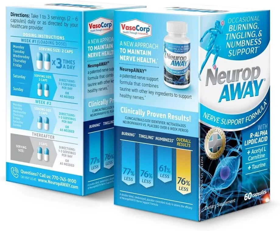NeuropAWAY Nerve Support Formula 60 Daily Capsules. 60 Count (Pack of 1 ...