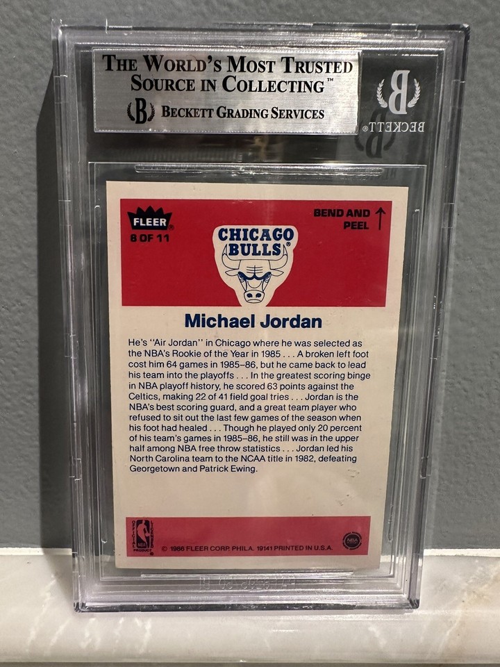 1986-87 Fleer Sticker #8 MICHAEL JORDAN ROOKIE Beckett Graded 8.5 🔥 | eBay