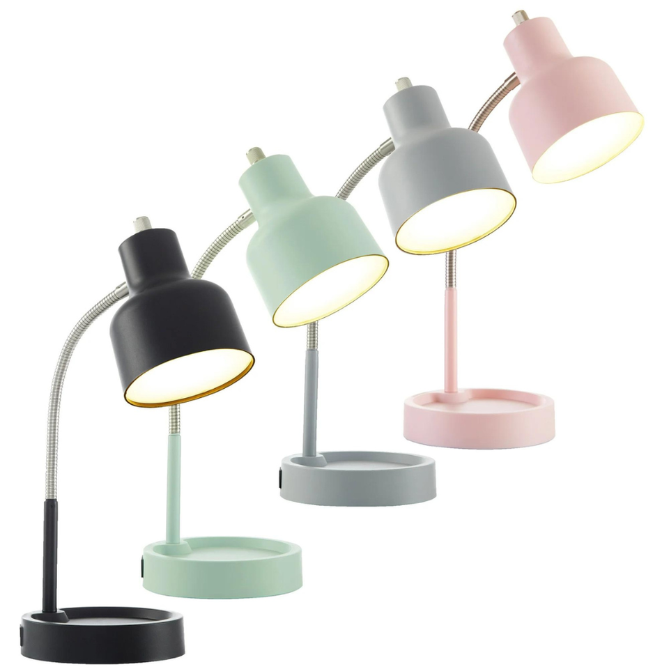 Mainstays LED Desk Lamp with Catch-All Base & AC Outlet, Matte Mint ...