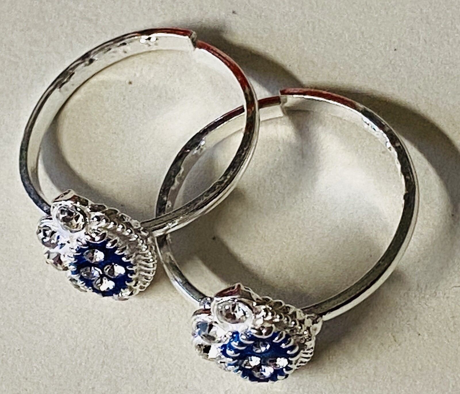 BLUE ENAMEL 925 Solid Sterling Silver Toe Ring Pair India Bichiya ...