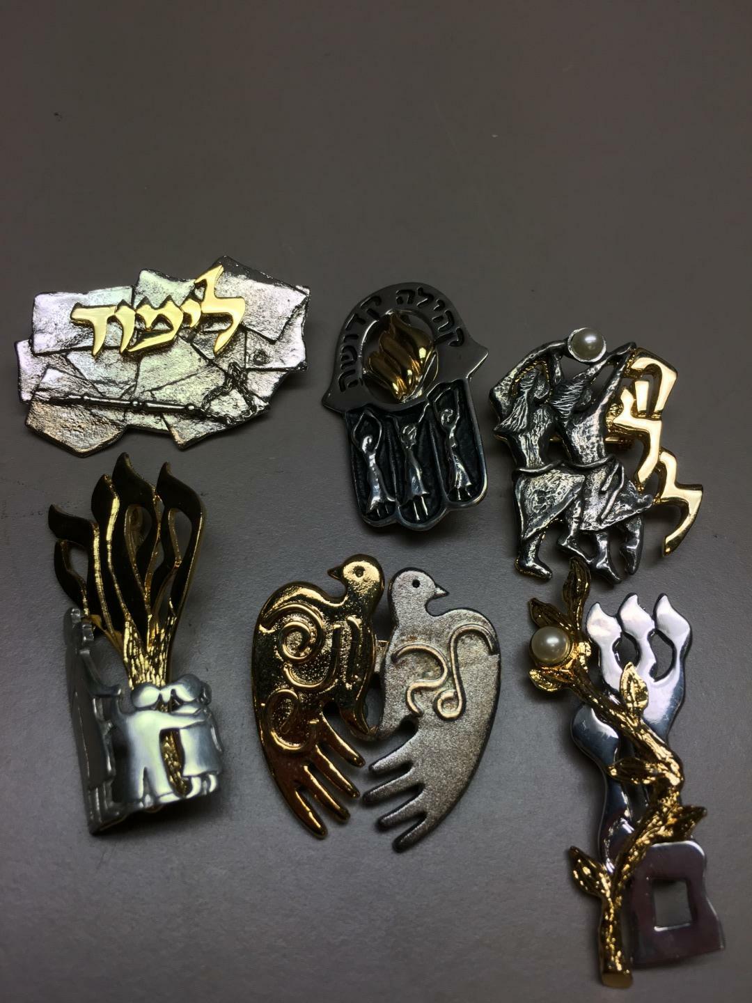 Lot of 6 Eytan Brandes Silver & Gold Tone Lapel Pin Brooch Pendants ...