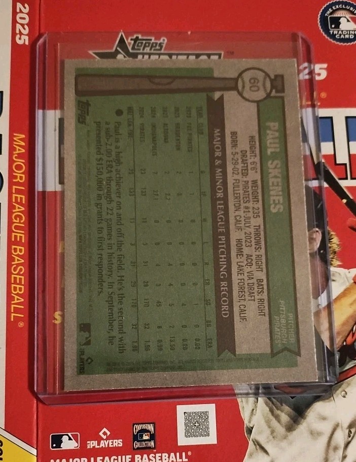 2025 Topps Heritage PAUL SKENES Cartoon Variation #60 GOLD CUP SSP ROTY ...