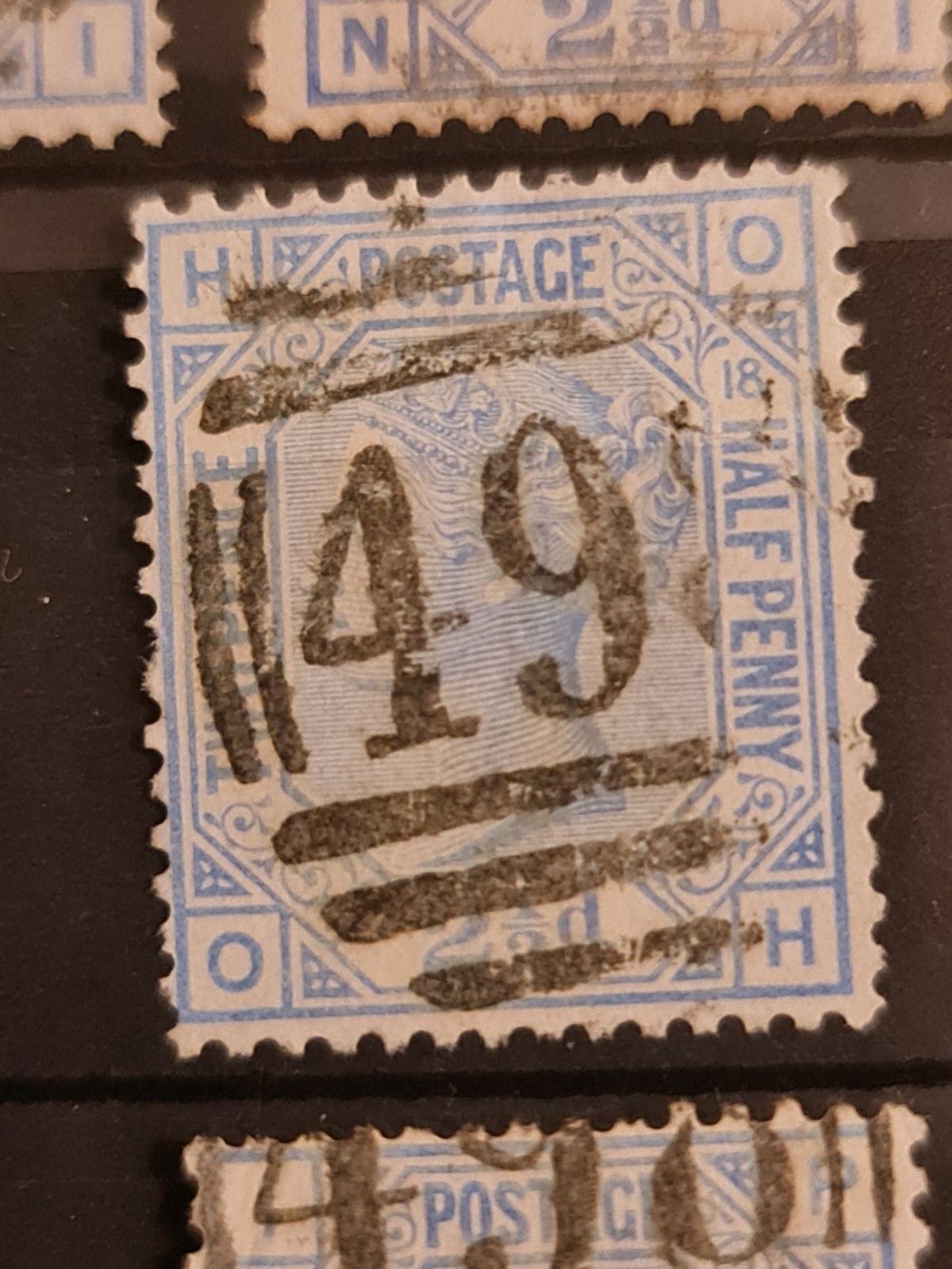 2.5d 2½d Blue Plate 18 GB QV Victorian surface printed postage stamp ...
