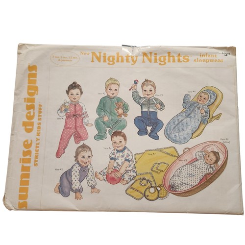 Vintage Sunrise Designs Nighty Nights Infant Sleepwear Pattern Preemie ...
