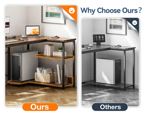 L Shaped Computer Desk, 40 Inch Small Corner Desk with Storage Shelves ...