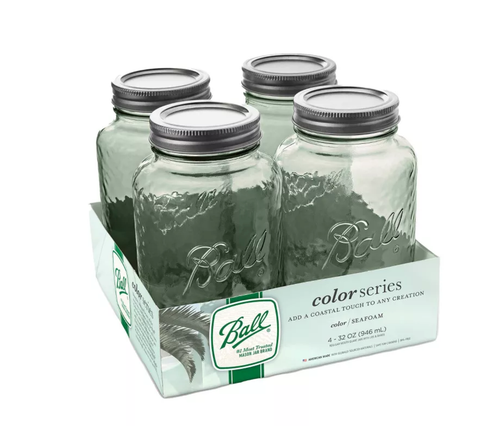 Ball 32oz 4pk GlassRegular Mouth Mason Color Jar with Lid and Band ...
