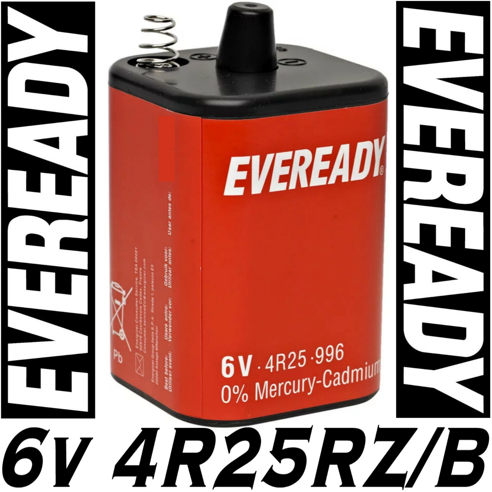 EVEREADY 4R25 6V Battery 6 Volt 996 PJ996 430 996 908S Lantern Cell ...