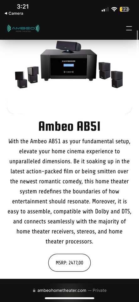 Ambeo AB51 Home Theater Surround Sound Speakers! NEVER OPENED, FACTORY ...