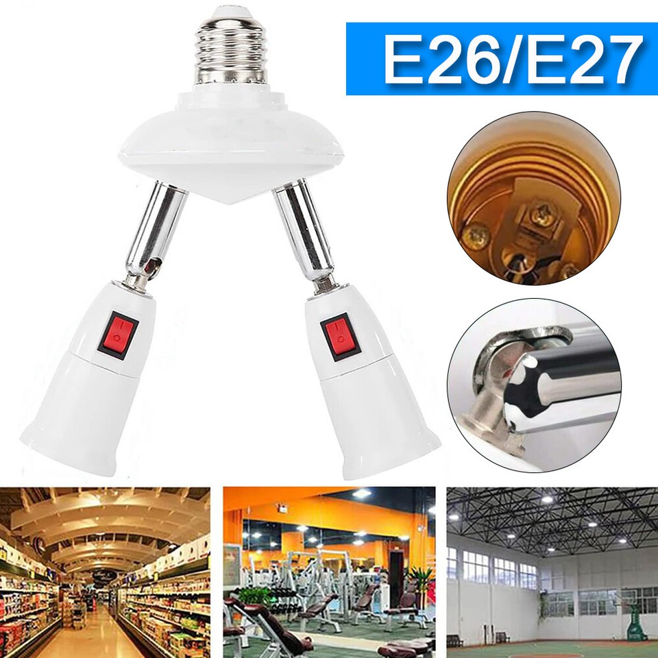 E26/E27 Light Bulb Socket Splitter Adjustable Bulbs Socket Connector ...