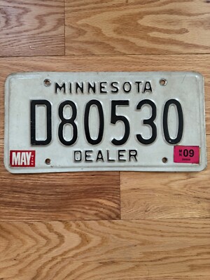 Minnesota 2009 Dealer License Plate D80530 Vintage Man Cave Garage ...