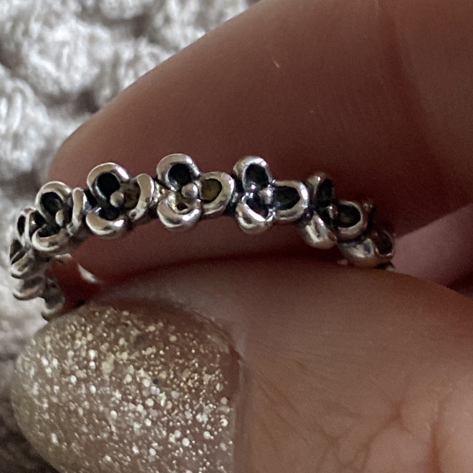 Genuine Pandora Black Oxi Wandas Garden Flower Ring S… - Gem